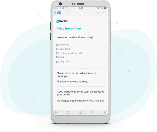 Features, Survey Design, Alerts, Touchless Feedback | Avius